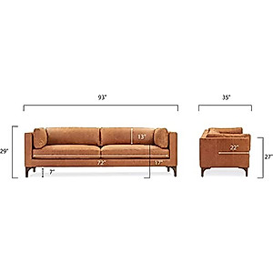 POLY & BARK Argan Sofa in Full-Grain Pure-Aniline Italian Leather, Cognac Tan