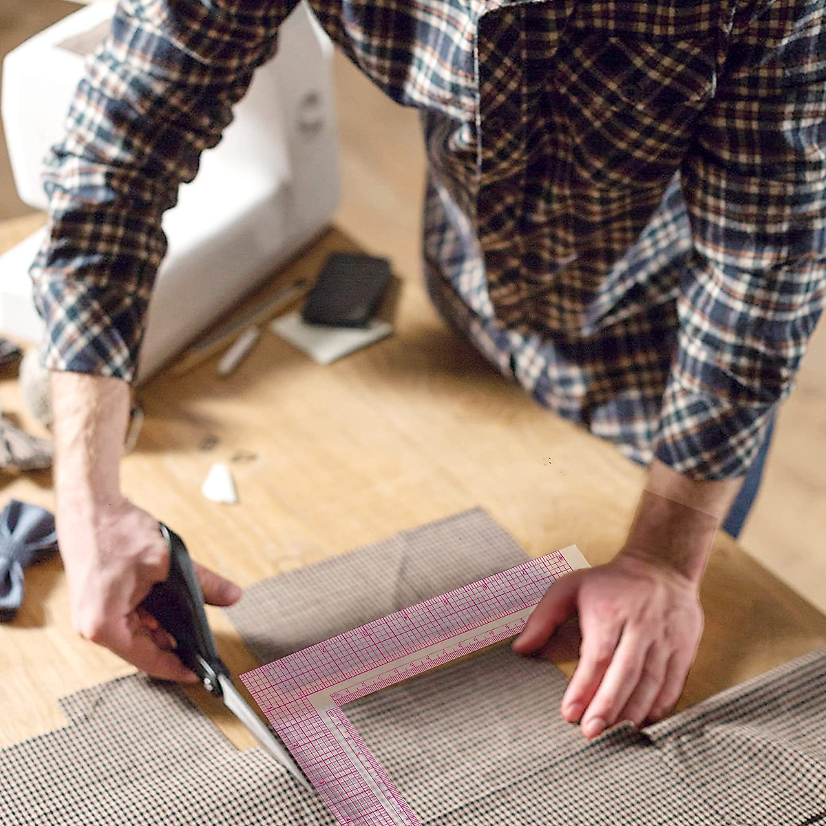 Lusofie Sewing Ruler, 2 Pcs Plastic L Square Ruler, Framing Ruler, Clear Sewing Ruler for Tailor Craft Tool, Drawing Measuring Supplies (8.46x8.46 inch, 21.5 cm length)