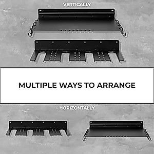 LADECH Set of 2 Holder Rack with Storage Shelf - Power Tool Organizer , Holds 4 Drills & Batteries - Heavy Duty Hanging Wall Mount for Garage , Home , Workshop - Iron