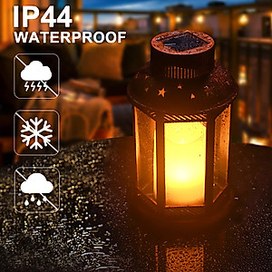 ANTING Solar Lantern, Outdoor Garden Hanging Lanterns, Waterproof LED Flickering Flameless Candle Mission Lights for Table, Outdoor, Party Decorative