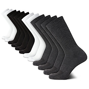 AND1 Men's Athletic Arch Compression Cushion Comfort Crew Socks (12 Pack), Size 6-12.5, Assorted