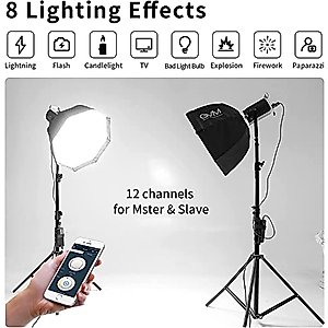 GVM 200W LED Video Light with Softbox, SD200D Photography Studio Lighting Kit with Bluetooth/DMX Control, 93000lux@0.5m 3200K-5600K Bi-Color Continuous Output Lighting for YouTube, Video, Filming