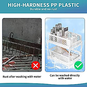 KUSARKO Under Sink Organizers and Storage for Kitchen Bathroom, Medicine Cabinet Organizer, 2 Tier Shelf Organizer with Sliding Storage Drawer, Plastic Pull Out Pantry Organization and Storage