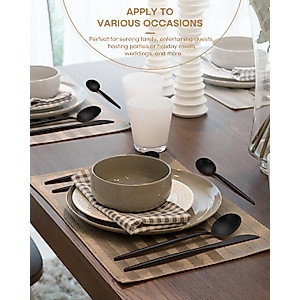 Ollex 40-Piece Black Silverware Set for 8 Stainless Steel Flatware Set with Knives Forks and Spoons Utensil set, Satin Finish Tableware Cutlery Set, Dishwasher Safe