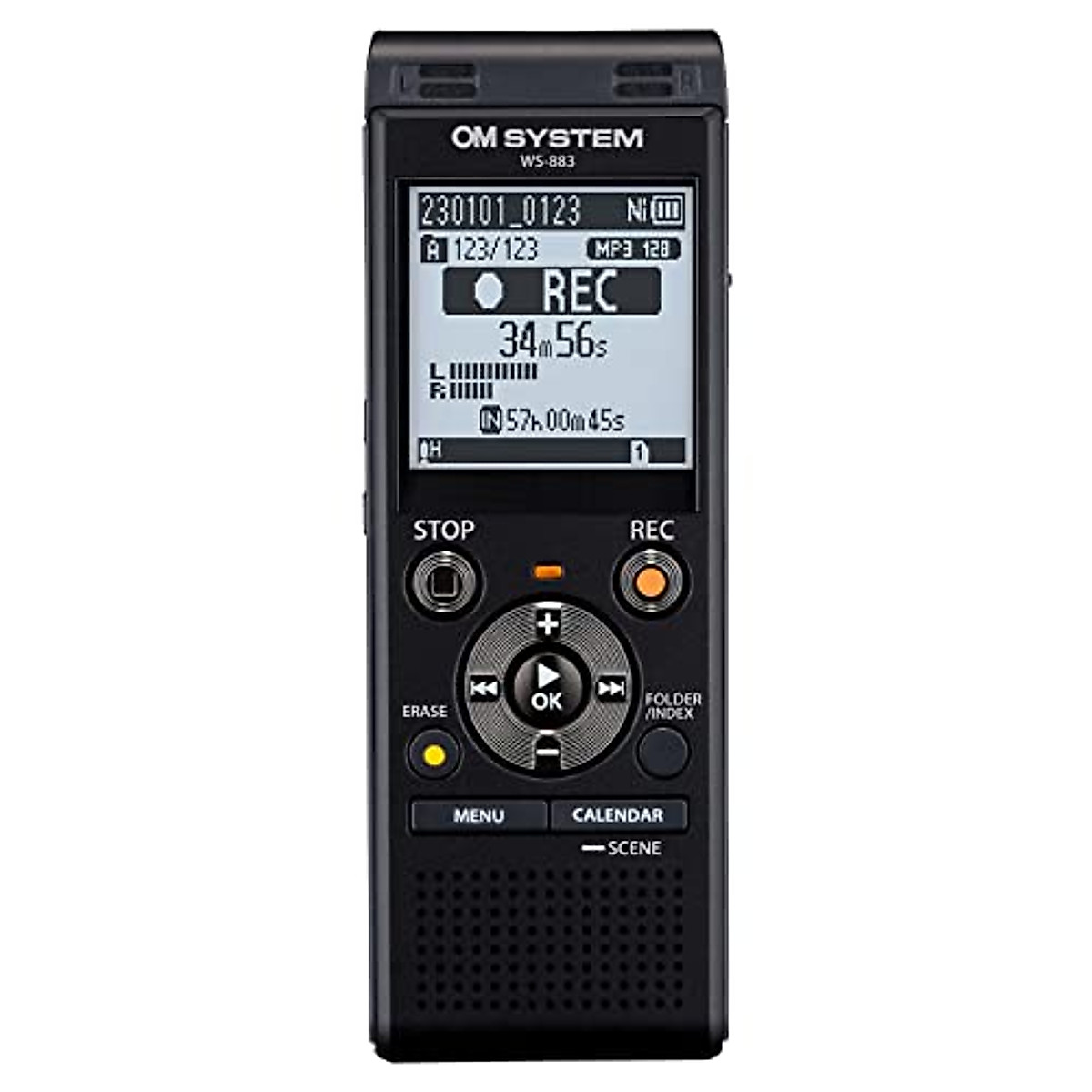 Olympus OM System WS-883 Digital Voice Recorder, Linear PCM/MP3 Recording Formats, USB Direct, 8gb Playback Speed and Volume Adjust, File Index, Erase Selected Files