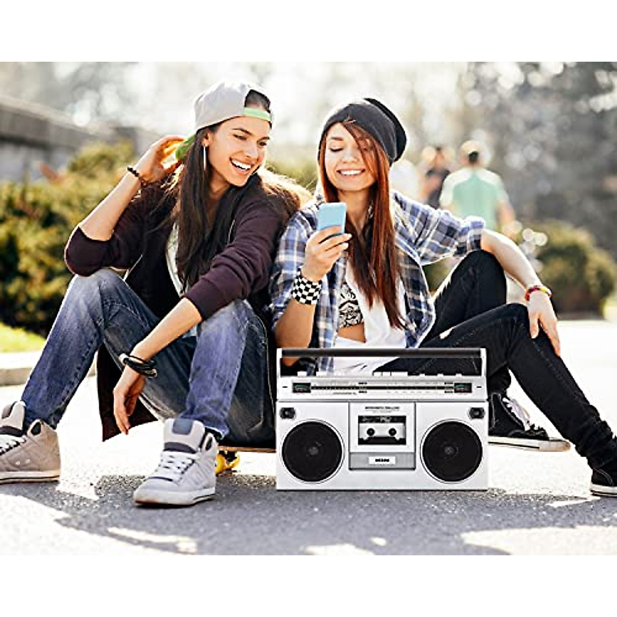 ION Audio Boombox Deluxe Stereo with Bluetooth AM/FM Radio Cassette Dual Speakers Full-Range Bass & Mic (Renewed)