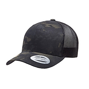 The Hat Pros | Yp Classics Retro Trucker Cap Structured Classic Yupoong Snapback Hat (Multicam Black)