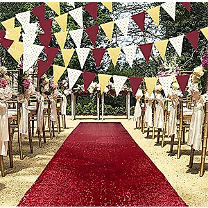 Graduation Party Decorations 2023 Maroon Gold/Birthday Party Decorations for Women Burgundy Gold Polka Dot/2pcs Triangle Bunting Banners for Burgundy Gold Birthday Party/Rustic Wedding Decorations