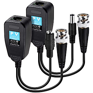 DeguangXin Passive Video Balun 12 Pairs HD-CVI/TVI/AHD Passive Video Balun with Power Connector and RJ45 CAT5 Data Transmitter BNC Twisted Pair