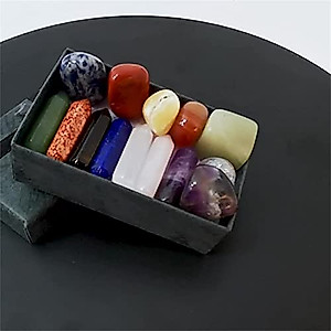 Crystal Chakra Yoga Stone, Natural Crystal Hexagonal Column, Spiritual Meditation Therapy Tumbled Stones, DIY Gift Box Decoration Matching Set (Black)