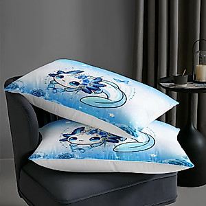 AILONEN Cartoon Axolotl Kids Comforter Set Queen Size, Blue Axolotl Printed Kawaii Bedding Set Girls Bed in a Bag 3 Pieces,Wildlife Animals Axolotl Salamander Comforter with 2 Pillowcases