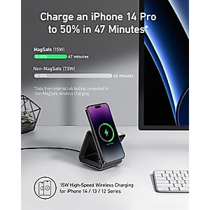 Anker MagSafe Charger Stand, 737 MagGo Charger, 3-in-1 Charging Stand with MFi-Certified 15W Max Fast Charging, iPhone 15/14/13/12 Series, Apple Watch S8/7/6, AirPods, 30W USB-C Charger Included