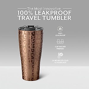 BrüMate Nav XL 32oz 100% Leak Proof Insulated Travel Tumbler with Magnetic BevLock™ Lid - Double Wall Cup-Holder Friendly Stainless Steel Mug (Gold Leopard)
