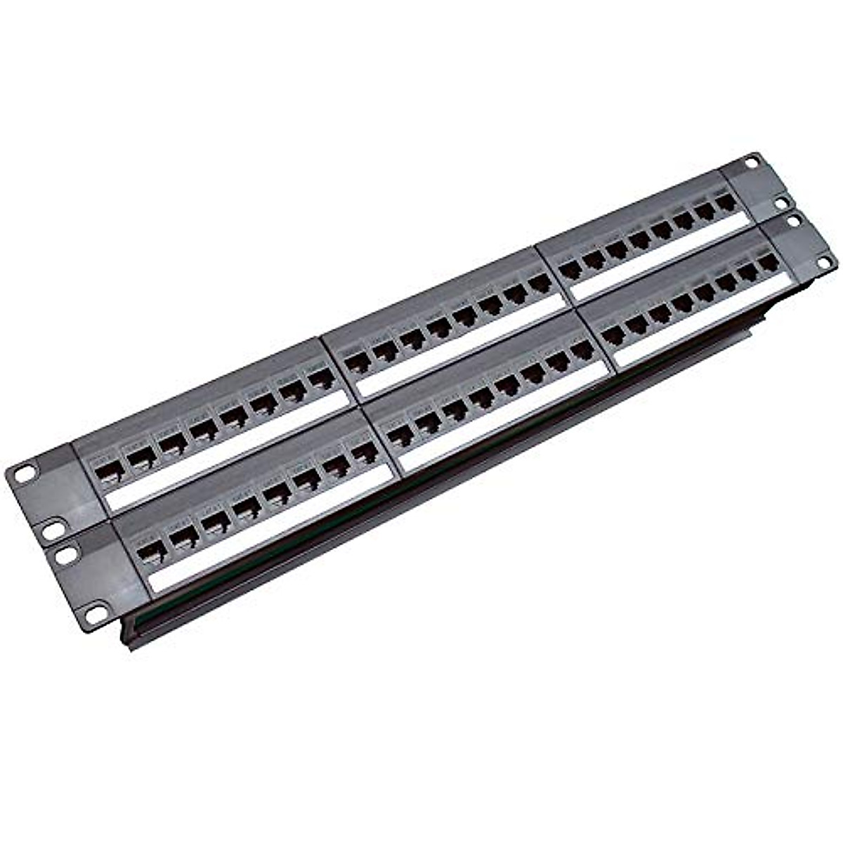 Essenc 19Inch 1U Cabinet Rack Pass-Through 24 Port CAT6 Patch Panel RJ45 Cable Jack Modular Frame