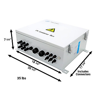 AIMS Power 6 String Solar Array Combiner Box 120A 200 VDC 6 Inputs 20KW Prewired 1000V DC Max Input, 125A Resettable Output Breaker, Diode Protected, MC4 Compatible Input and Out Connections