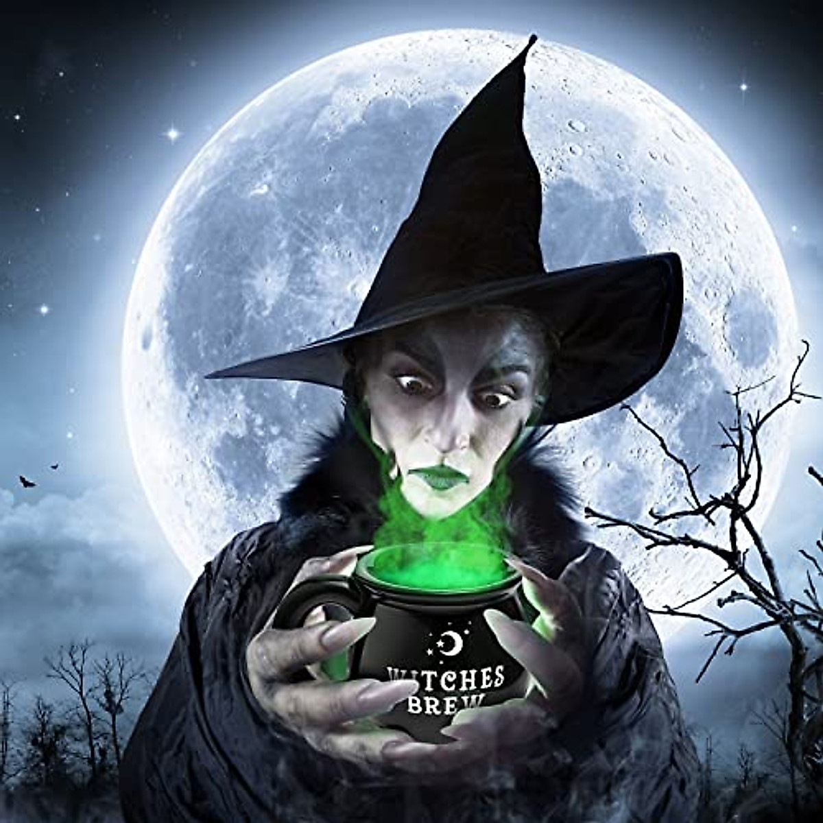 Tessco Witches Brew Witch Cauldron Coffee Mug Black Ceramic Coffee Cups Black 12 oz Mug Ceramic Witchy Gifts Witch Decor Halloween Mug Drinkware Black Cup Novelty Coffee Mugs Tabletop (2 Pcs)