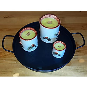 Swarley 9.4 inches Galvanized Metal Round Tray with Handles | Black Serving Tray for Farmhouse Decor - Organizer for Party, Spa, Kitchen and Bathroom.