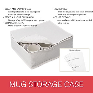 LAMINET 6 Piece Quilted Dinnerware Storage Starter Set - Includes 4 Plate Cases, 1 Cup Case & Platter Case - White