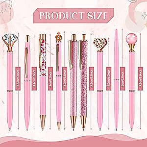 9 Pcs Ballpoint Pens Set Metal Crystal Diamond Pen Liquid Sand Glitter Pen for Journaling Black Ink Pretty Cute Pens Fancy Pens Gifts for Women Girls School Wedding Office Desk Supplies (Pink)