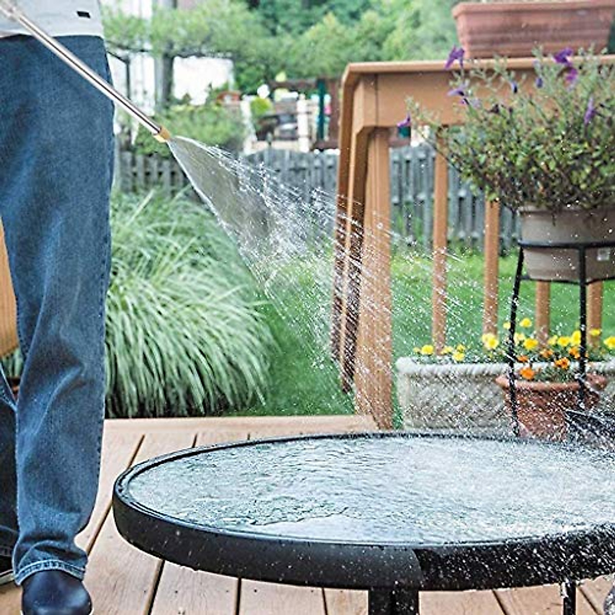 High Pressure Power Washer Wand, Extendable Hydro Jet Water Hose Nozzle Watering Sprayer, Garden Watering Wand for Patio Car Pet Window Gutter Cleaning Tool (Black)