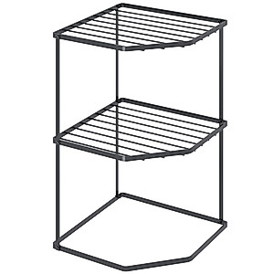 Buzowruil Kitchen Corner Shelf, 3-Tier Pot and Pan Rack, Cookware Pots and Pans Organizer, Kitchen Shelves,Black