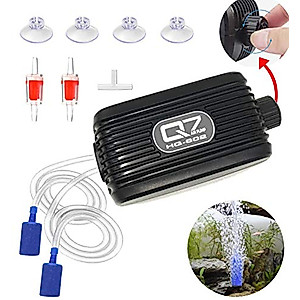 Aquarium Air Pump for Fist Tank - Small and Quiet Dual Outlet Aerator Pump Fish Tank Oxygen Bubbler with Aquarium Air Pump Accessories Air Stones Airline Tube Check Valves