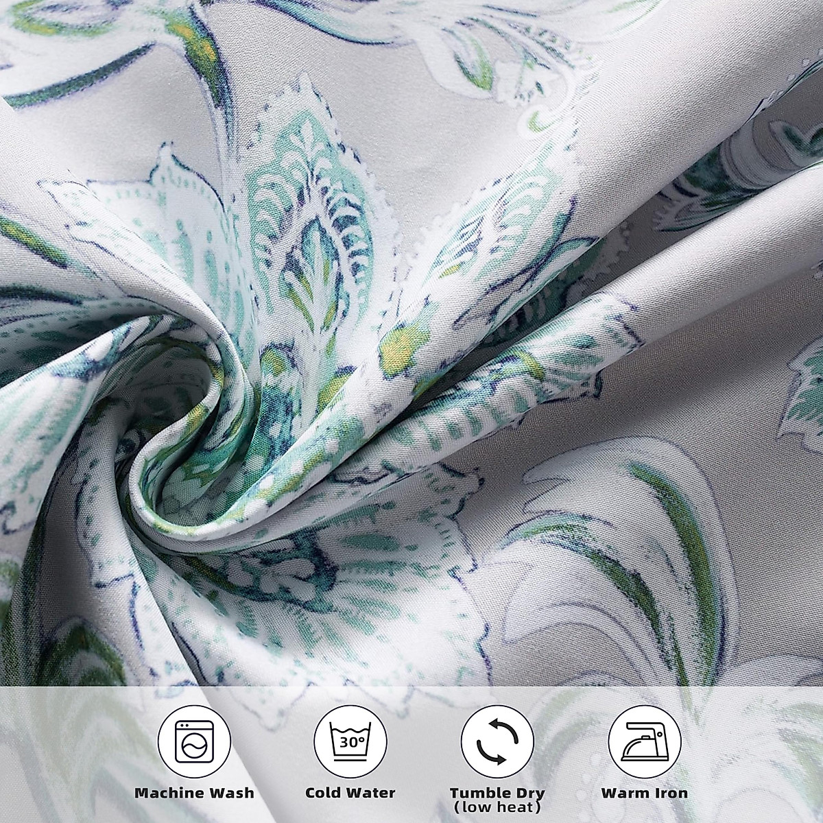 DriftAway Alyssa Jacobean Elegant Floral Leaves Pattern Thermal Insulated Blackout Lined Rod Pocket Window Curtain Valance for Kitchen Café 2 Pack 52 Inch by 18 Inch Plus 2 Inch Header Gray