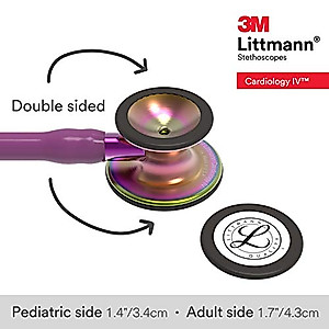 3M Littmann Cardiology IV Diagnostic Stethoscope, Rainbow-Finish Chestpiece, Plum Tube, Violet Stem and Black Headset, 27 inch, 6205 & 40007 Stethoscope Identification Tag, Black