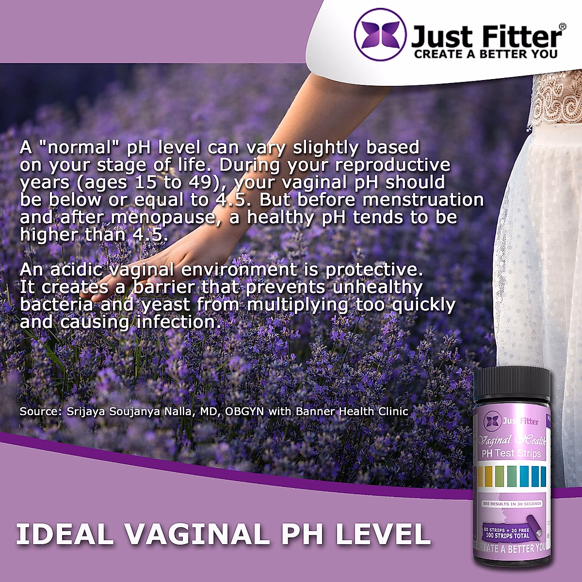 Just Fitter Vaginal pH Test. pH Balance Test Strips for Women. This Vaginal pH Test Helps Detect BV Bacterial Vaginosis or Vaginal Infection. Feminine pH Test Strip, a Must Have for Womens pH Balance