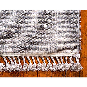 Unique Loom Hygge Shag Collection Modern Moroccan Inspired, Geometric Design, Plush & Cozy Area Rug, 8' 0" x 10' 0", Gray/Ivory