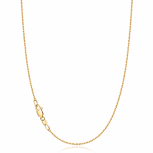 Jewlpire 18k Over Gold Chain Necklace for Women, 1.1mm Cable Chain Gold Chain for Women Shiny & Sturdy Women's Chain Necklaces, 14 Inches