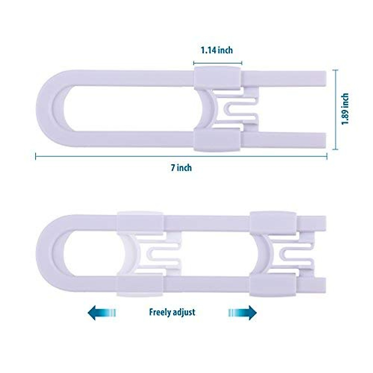 CUTESAFETY Sliding Cabinet Locks - Baby Proofing Cabinets with Adjustable Child Safety Lock - Childproof Latches for Knobs,Handles on Kitchen Doors,Storage Door,Cupboard,Closet,Dresser (White, 10)