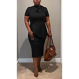 TOPONSKY Church Mothers Work Bow Dress Maternity Club Ruffle Pencil Black,XL