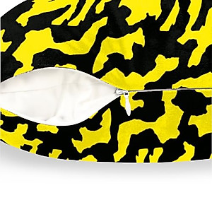 XMNYGJ Yellow Camo Pattern Throw Pillow Covers 20 x 20 Inch Decorative Square Cushion Case Soft Cozy Modern Pillowcase for Couch Sofa Bed Living Room Home Decor