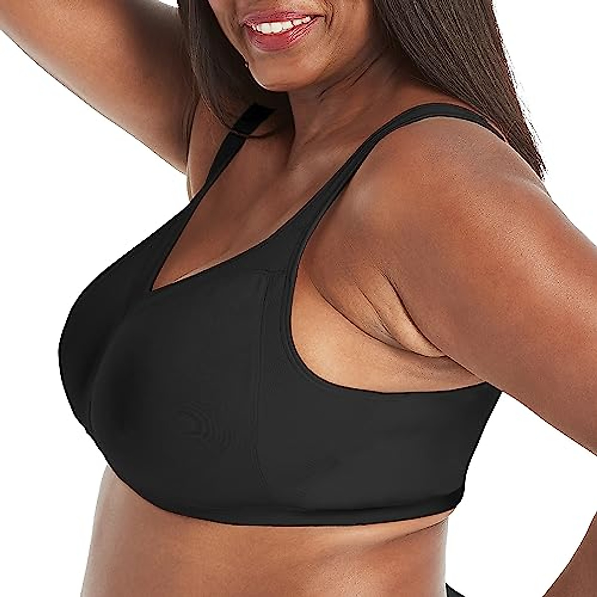 PLAYTEX Womens 18 Hour Wireless Seamless Full-coverage T-shirt With Smoothing Support, Us4159 Bras, Real Black, 38DD US