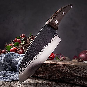 Chef's Meat Cutting Knife Fishing Knife Stainless Steel Chinese Chef Knife for Meat Fish Fruit Vegetables 5Cr15Mov Kitchen Knife Butcher Cleaver Knife By BIEMBI