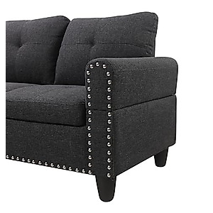 AYOUZ 98" L-Shape Linen Convertible Sectional Sofa Set with Left Facing Chaise & Ottoman, Modern Living Room Furniture-Set w/Storage for Home, Office, Apartment