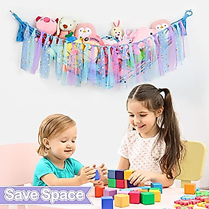 Basumee Stuffed Animals Net Or Hammock Wall Mounted Stuffed Animals Storage Display Plush Toy Storage With Tassels For Nursery Playroom Kids Room Decor