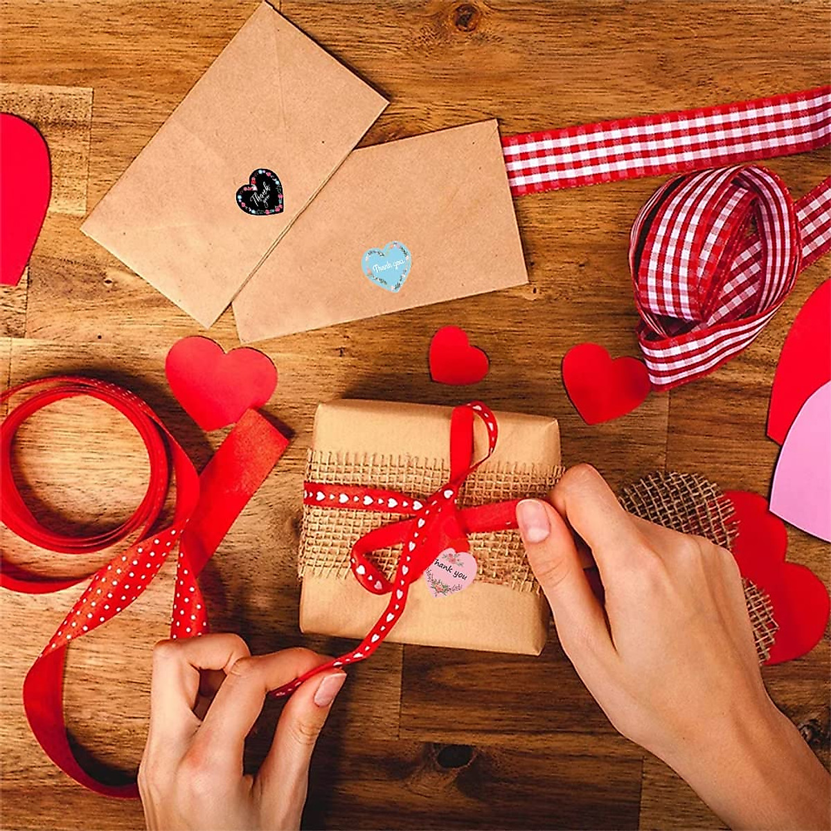 1500 Pcs Floral Thank You Stickers, Heart-Shaped Thank You Stickers 1 Inch Thank You Stickers Roll Thank You Labels for Gifts, Weddings, Giveaways, Bridal Showers, Party, Boutiques and Envelope