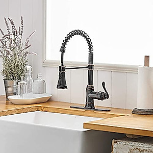 Bathfinesse Kitchen Sink Faucet with Pull Down Sprayer, 1 or 3 Hole, Oil Rubbed Bronze