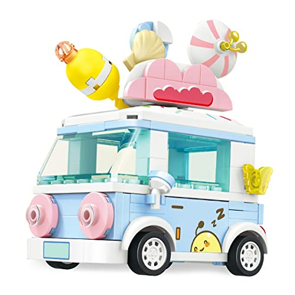 MENYORD Friend ice Cream Food Truck City Street View Building Block Toy, Collection Toy or Birthday Gift for Boys and Girls Aged 6 and Above, New 2023 (Cream Truck)