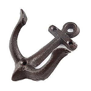 realideas Rusty Brown Rustic Cast Iron Nautical Anchor Design Wall Hooks Coat Rack Antique Shabby Chic Bathroom Towel Hook Key Holder