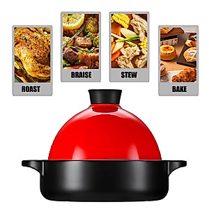 Xgxoz Traditional Ceramic Cooking Tagine, Ceramic Tagine Cookware Tagine Cooking Pot Tajine with Ceramic Closed Lid