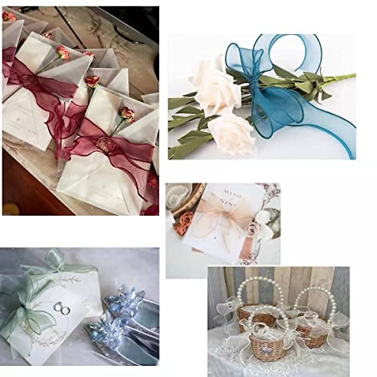 1.5 Inch Sheer Organza Ribbon Seagrass Green Wavy Knot Wired Ribbon 25 Yards for Gift Wrapping, Bouquet Wrapping,Craft，Christmas-Birthday-Wedding-Party Decoration (1.5 inch, Seagrass Green)