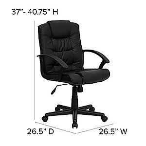 Flash Furniture Lindon Mid-Back Black LeatherSoft Swivel Task Office Chair with Arms