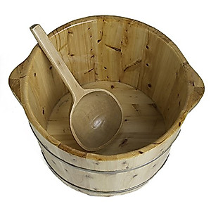 ALFI brand AB6604 15-Inch Solid Cedar Wood Foot Soaking Barrel Bucket with Matching Spoon