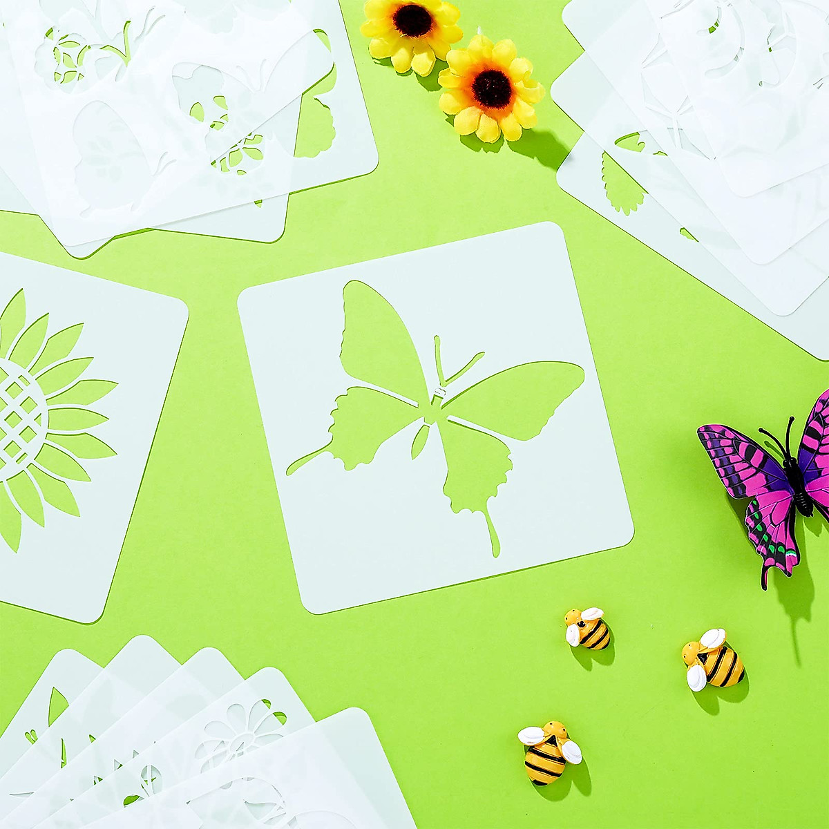 20 Pieces Stencils for Painting Reusable Animal Plant Music Stencil Spring Summer Fall Winter Stencil Template, DIY Stencils for Painting on Wood Canvas Christmas Decor (Plants Style)