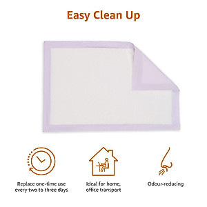 Amazon Basics Cat Pad Refills for Litter Box, Lemon Scent - Pack of 40, Purple and White