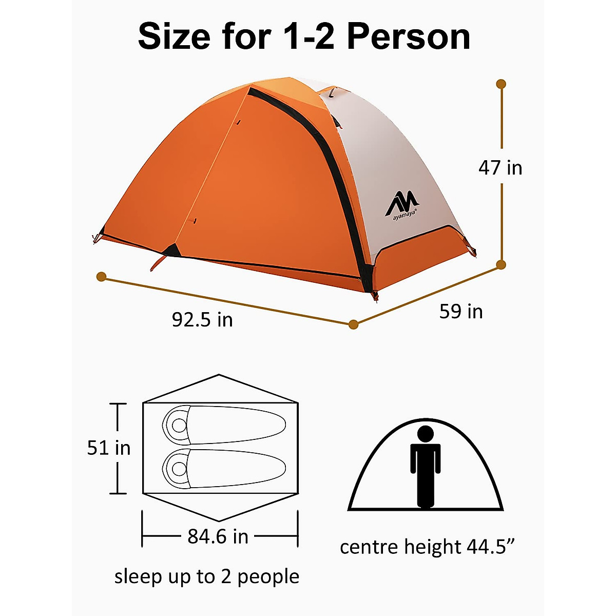 Backpacking Tent - AYAMAYA Waterproof 2 Person Ultralight Camping Tents with Removable Rainfly,Lightweight Aluminum Frame Freestanding Hiking Tent for 1 2 Person Easy Setup for Camping Hunting Travel