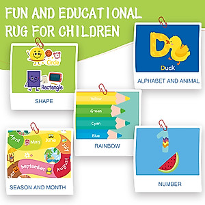 Kids Play Rug for Baby Play Mat for Floor, 78.7 x 59 Inches Kids Rugs for Playroom, Playtime Collection ABC, Numbers, Animals, Month, Season Educational Area Rug for Kids Room Classroom